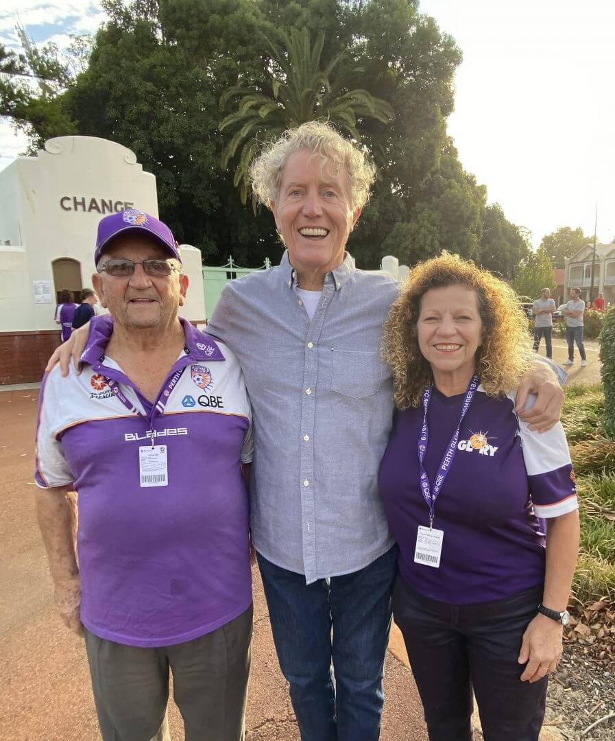 Elizabeth Re with Julius Re and Alister Norwood at Perth Glory Soccer ...