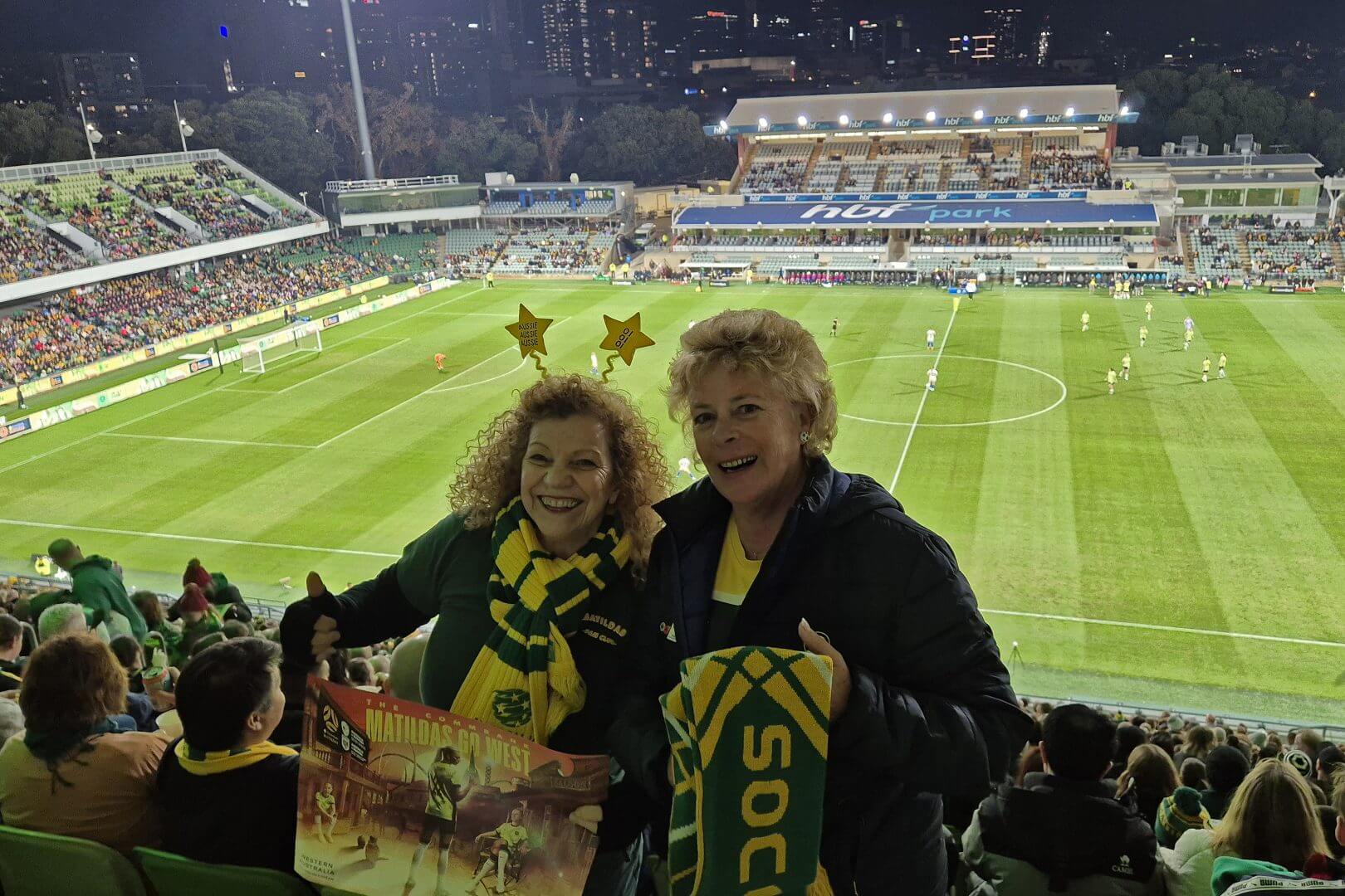 Supporting the Matildas vs Slovenia at HBF Park Stadium in Perth. Photo ...